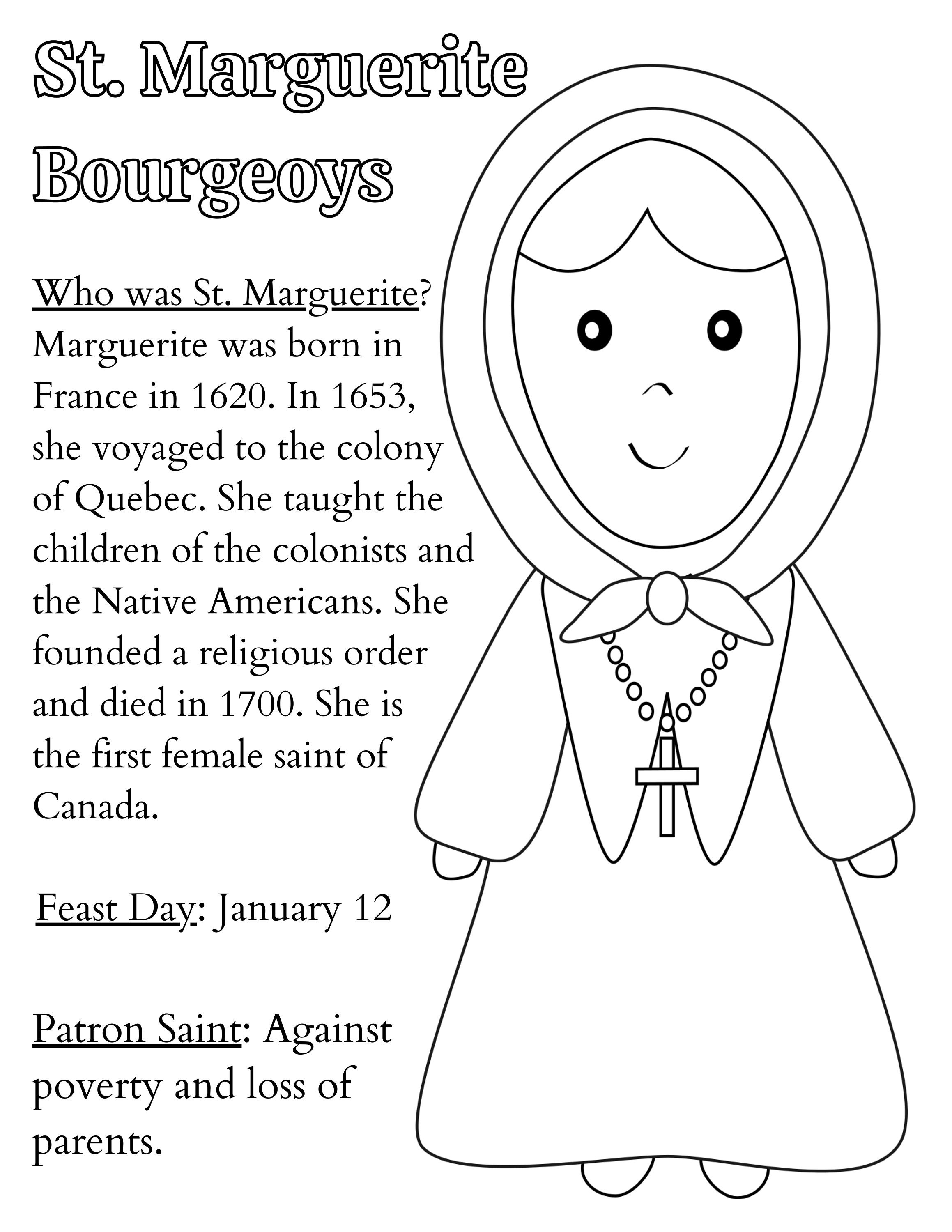 St. Marguerite Bourgeoys Coloring Page / Printable Saint Coloring Page ...