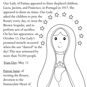 Our Lady of Fatima Coloring Page, Printable Saint Coloring, Catholic ...