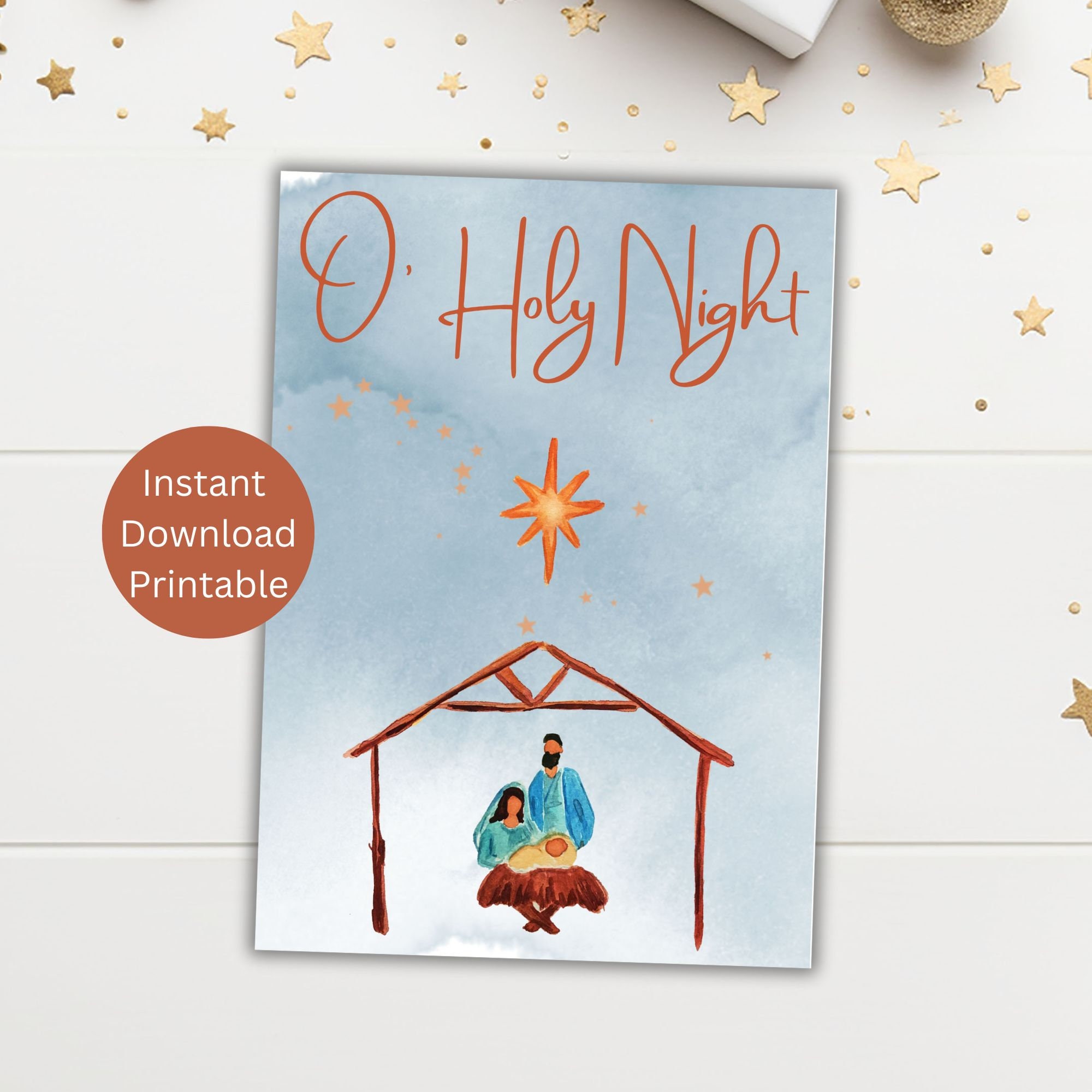 Catholic Printable Christmas Card, Christian Nativity Card, Holy Family ...