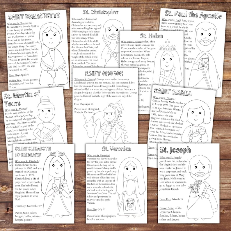 All Saints' Day Coloring Pages Bundle, Catholic Saints Printable ...