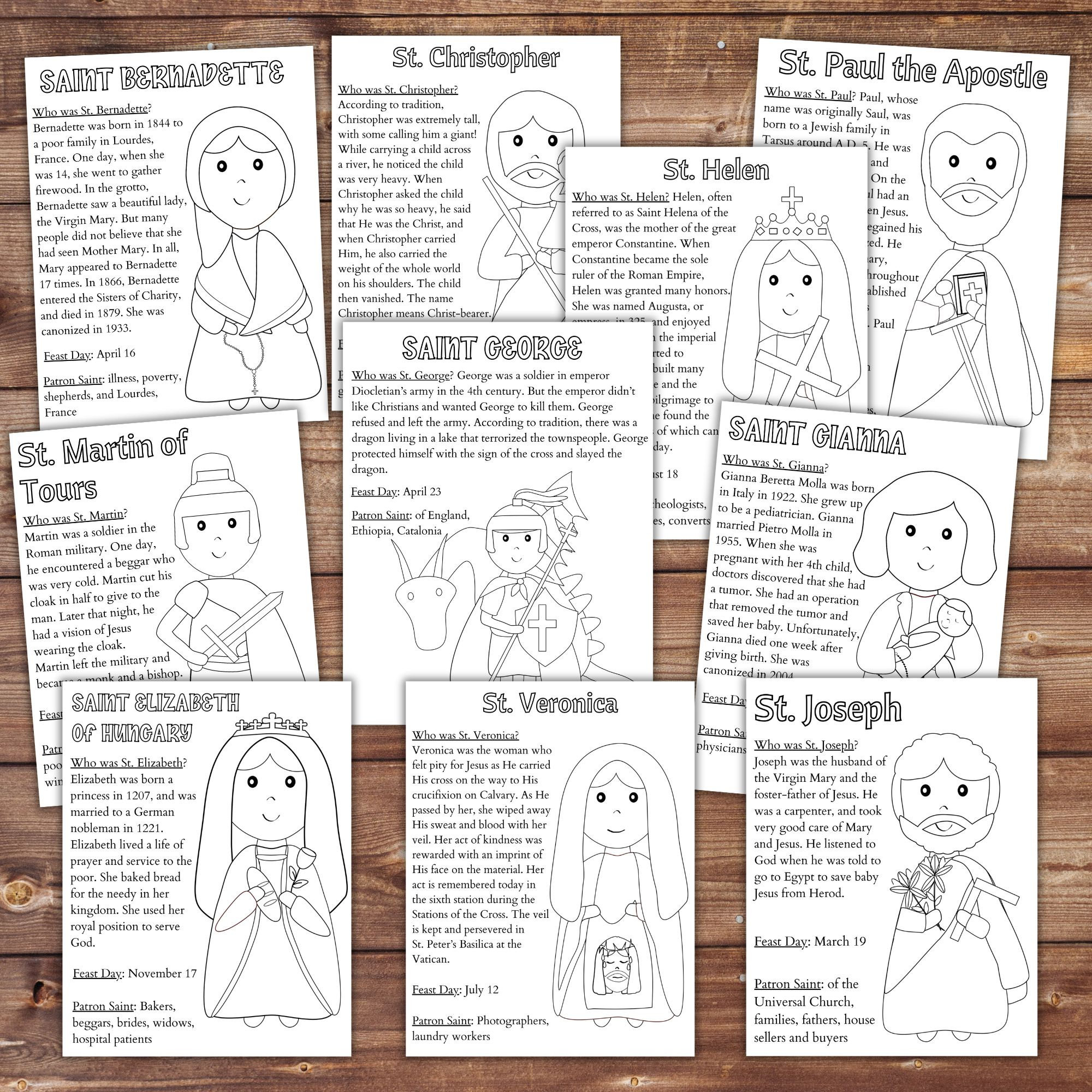 All Saints' Day Coloring Pages Bundle, Catholic Saints Printable ...