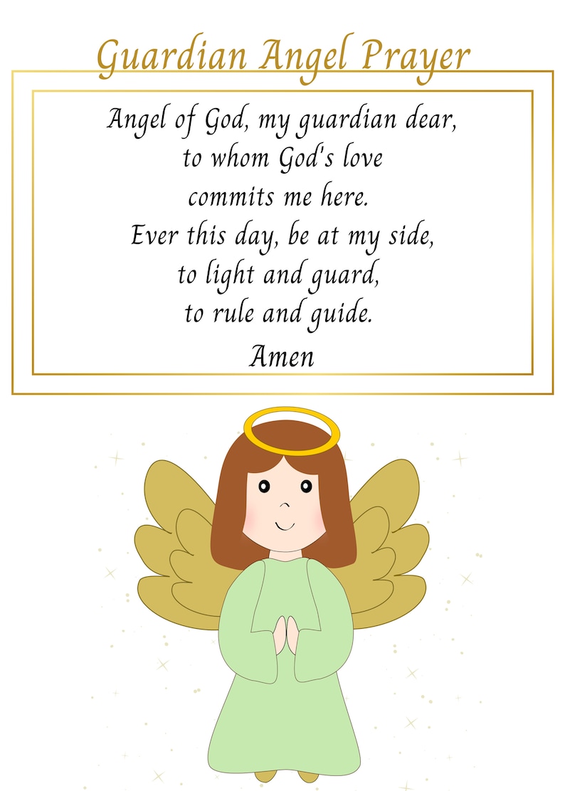Guardian Angel Prayer Printable, Catholic Print, Catholic Angel Gift ...