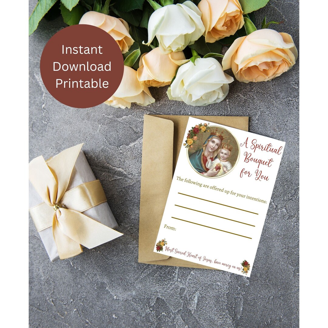 Spiritual Bouquet Printable Card / Sacred Heart of Jesus / - Etsy