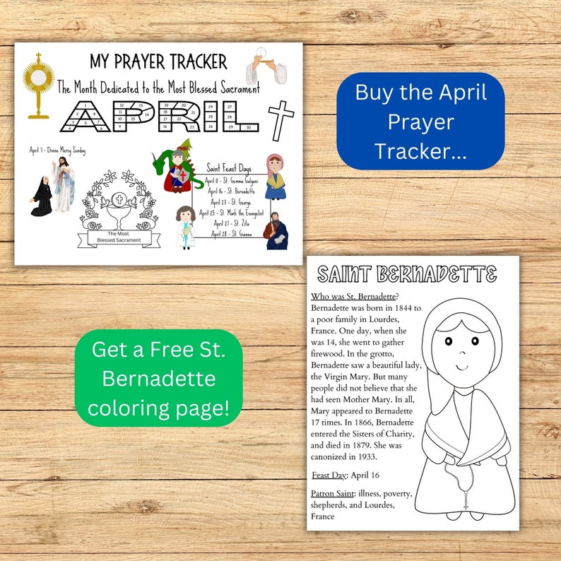 April Prayer Tracker for Catholic Kids, Printable Children's Prayer ...