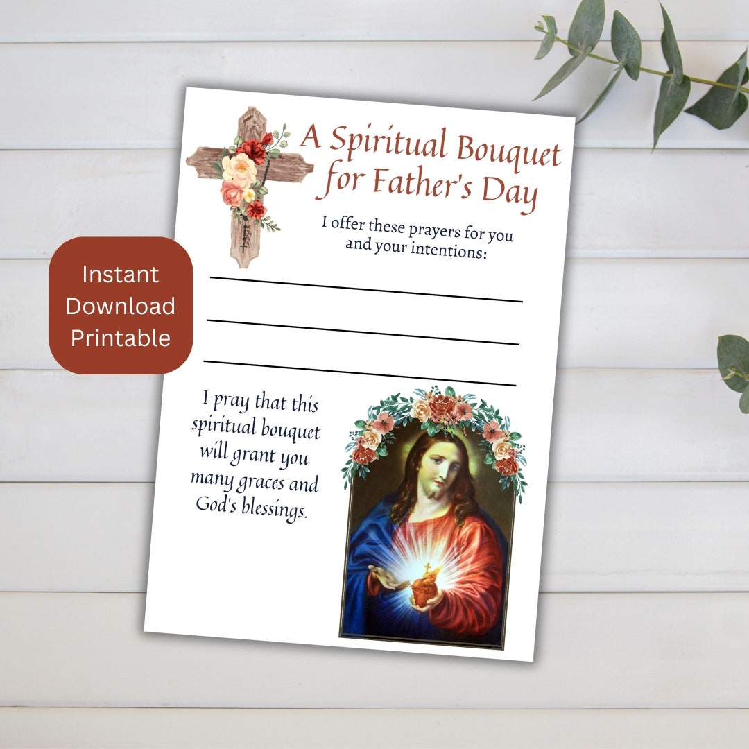 Father's Day Spiritual Bouquet Printable Card, Catholic Gift for Dad ...