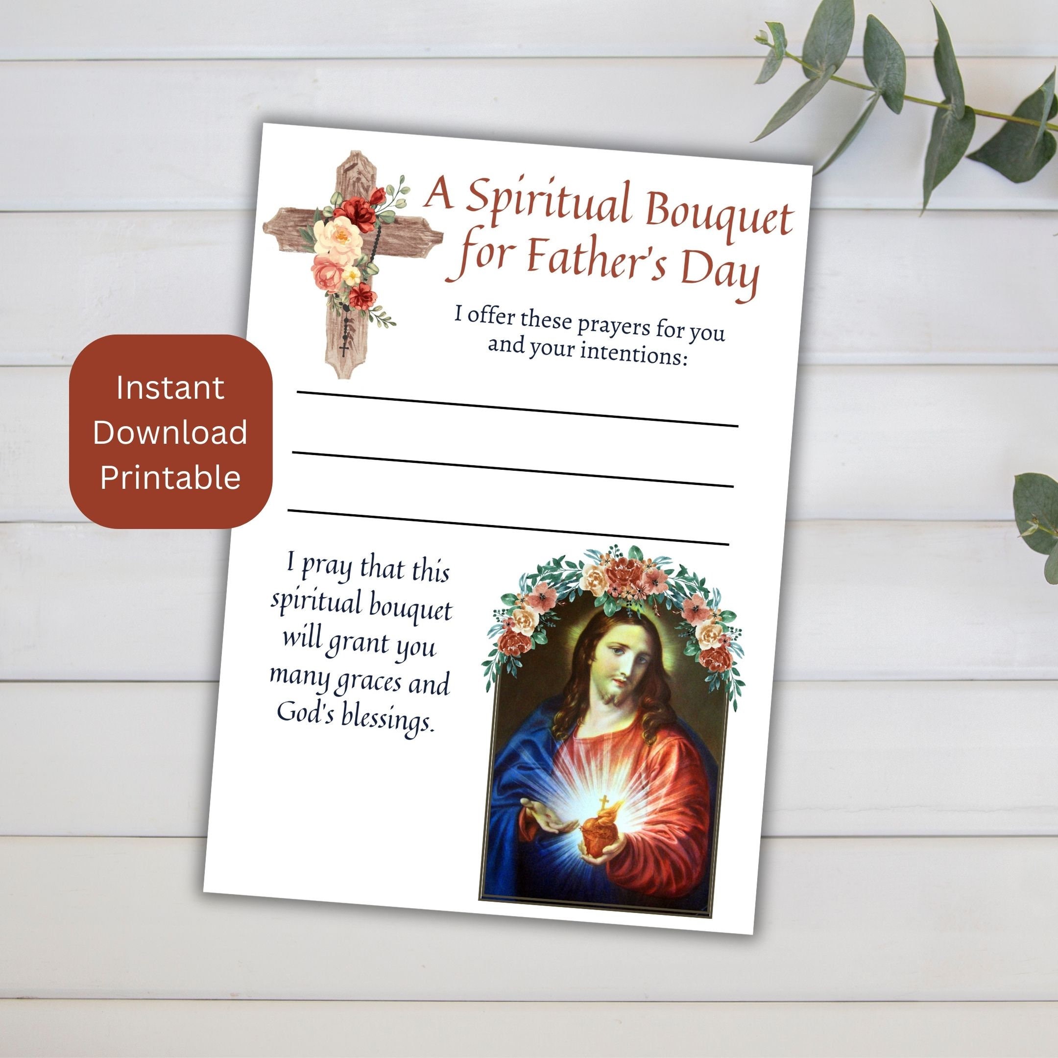 Father's Day Spiritual Bouquet Printable Card, Catholic Gift for Dad ...