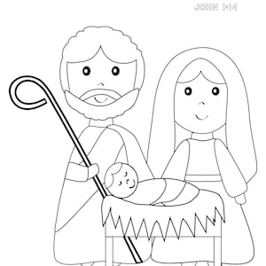Holy Family Coloring Page, Printable Christmas Coloring, Catholic Kid's ...