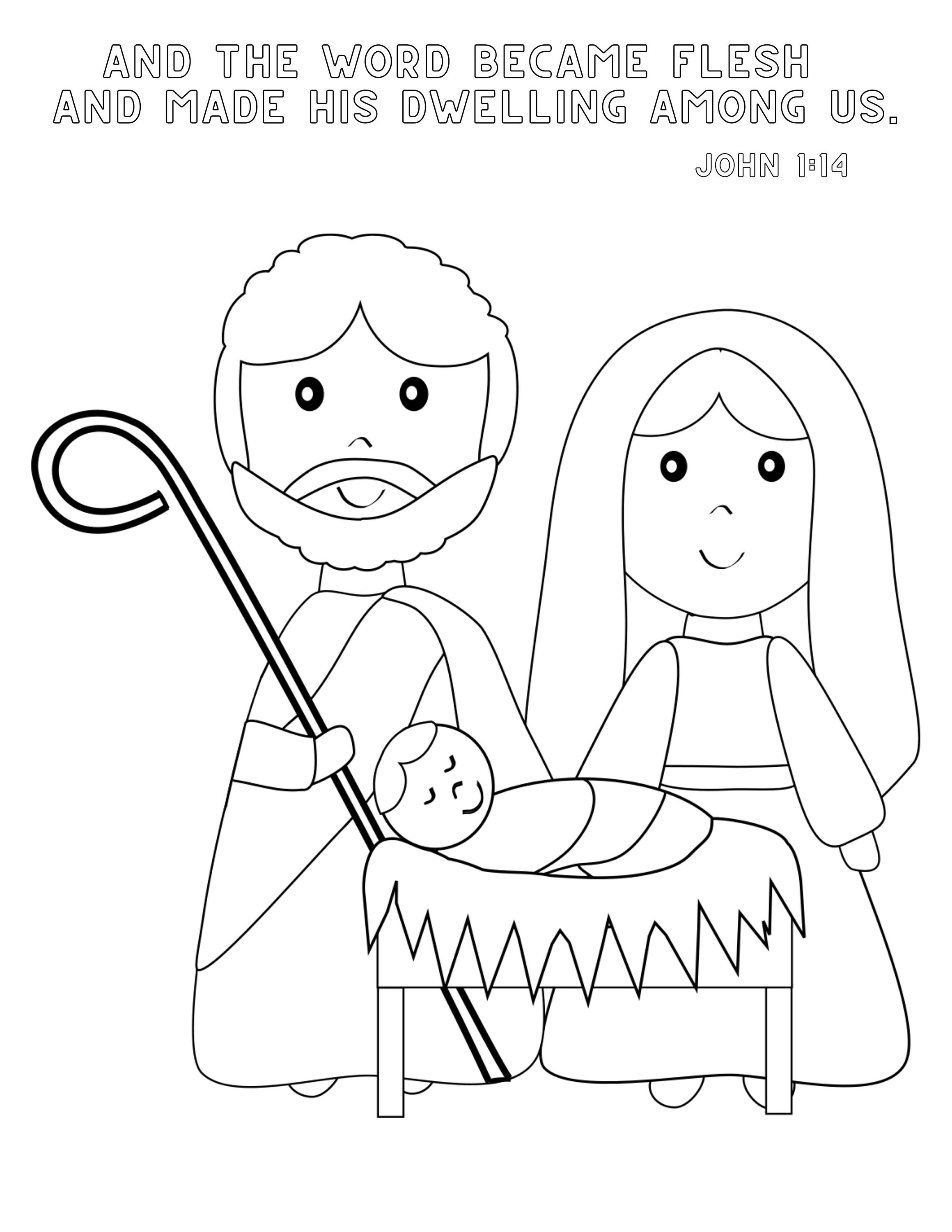 Holy Family Coloring Page, Printable Christmas Coloring, Catholic Kid's ...
