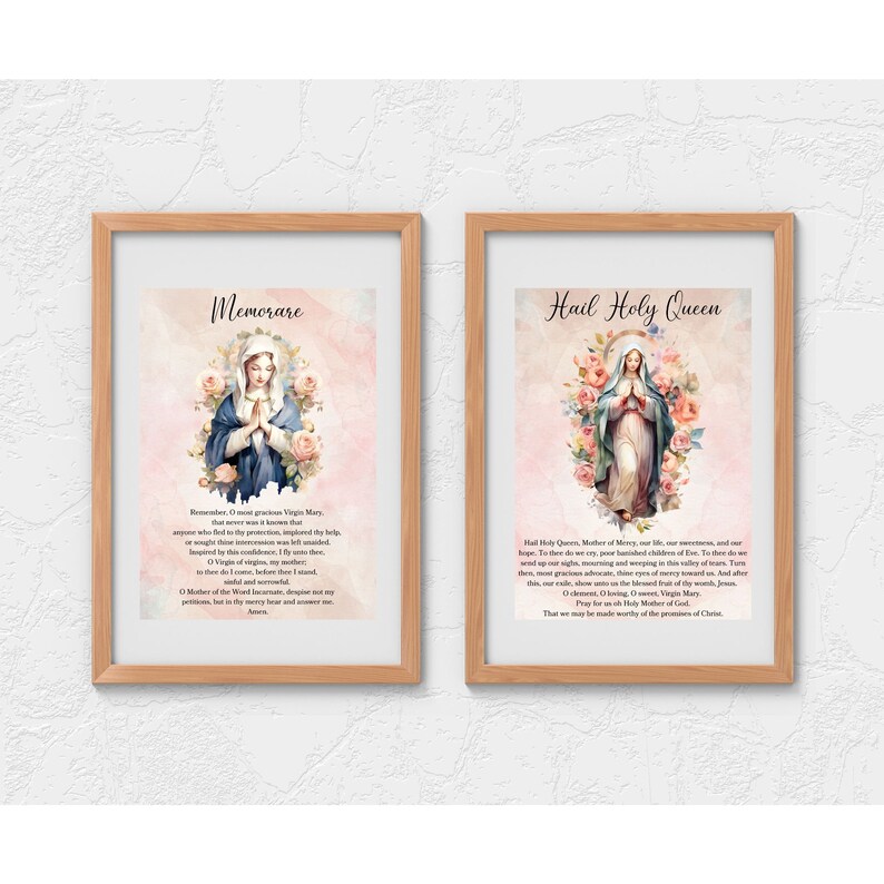 Marian Prayers Print Bundle / Hail Holy Queen/ Memorare Prayer ...