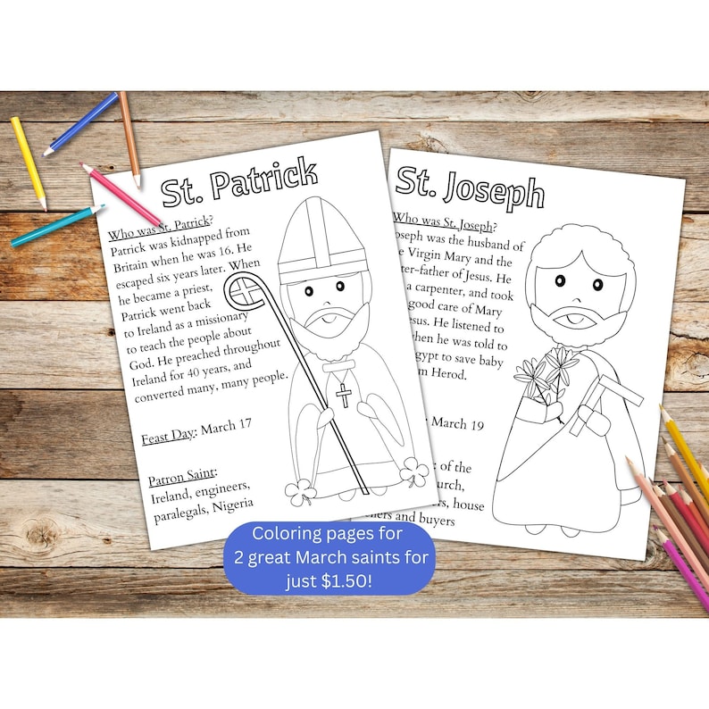 Printable Saint Coloring Pages, March Saints Pictures to Color, St ...
