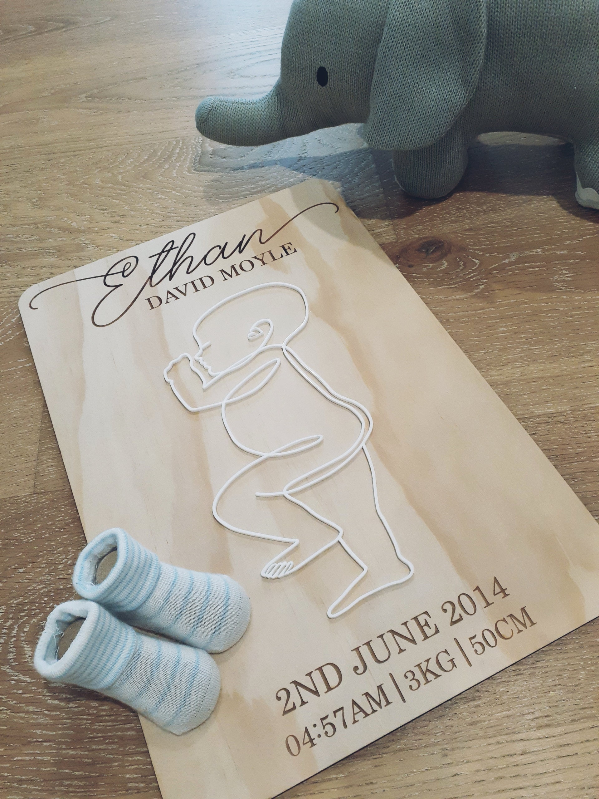 Baby Line Art Birth Stat Plaque - Etsy