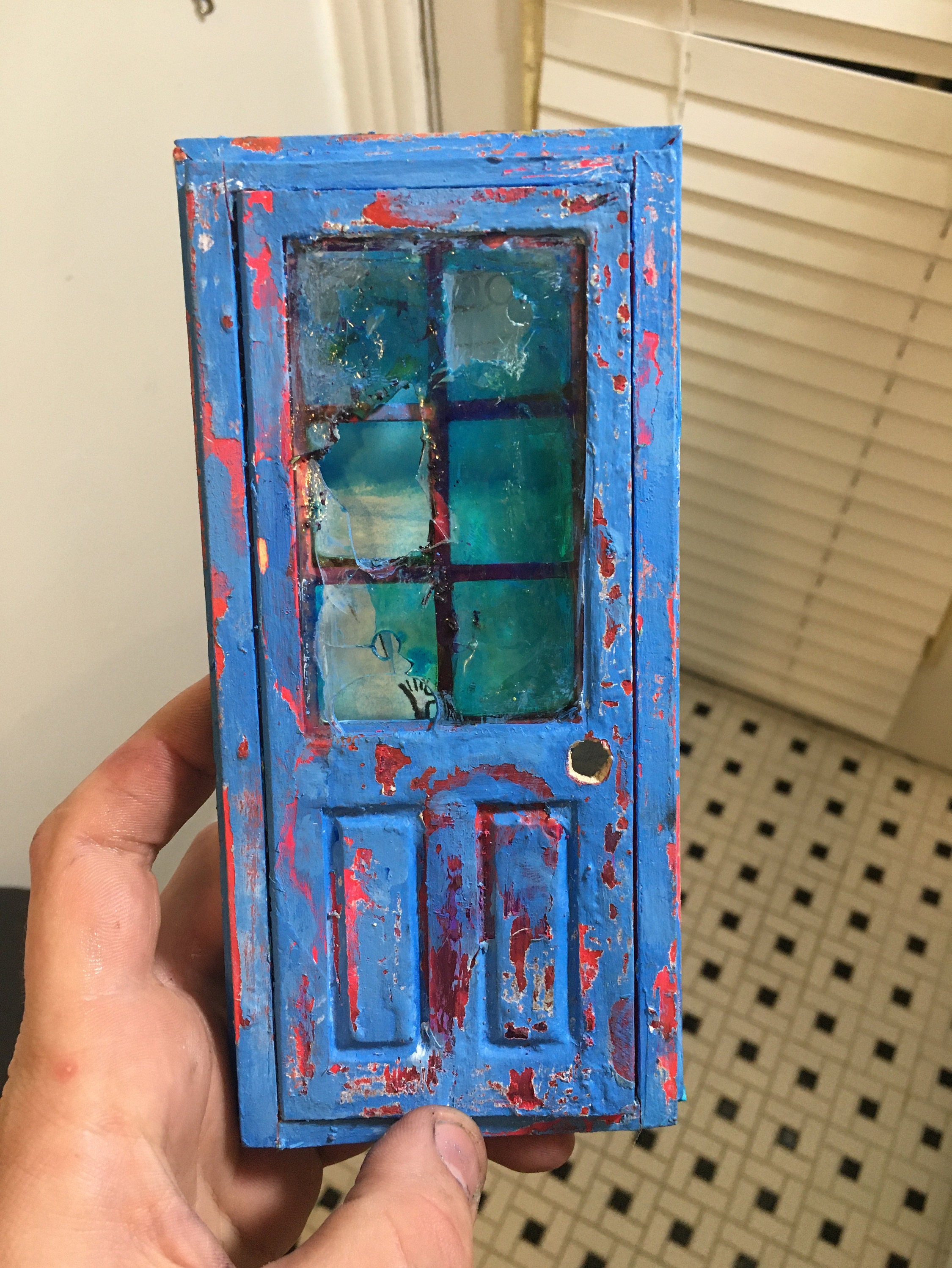 Original Art Wall Hanging Mini Tiny Door Curious George by T. - Etsy