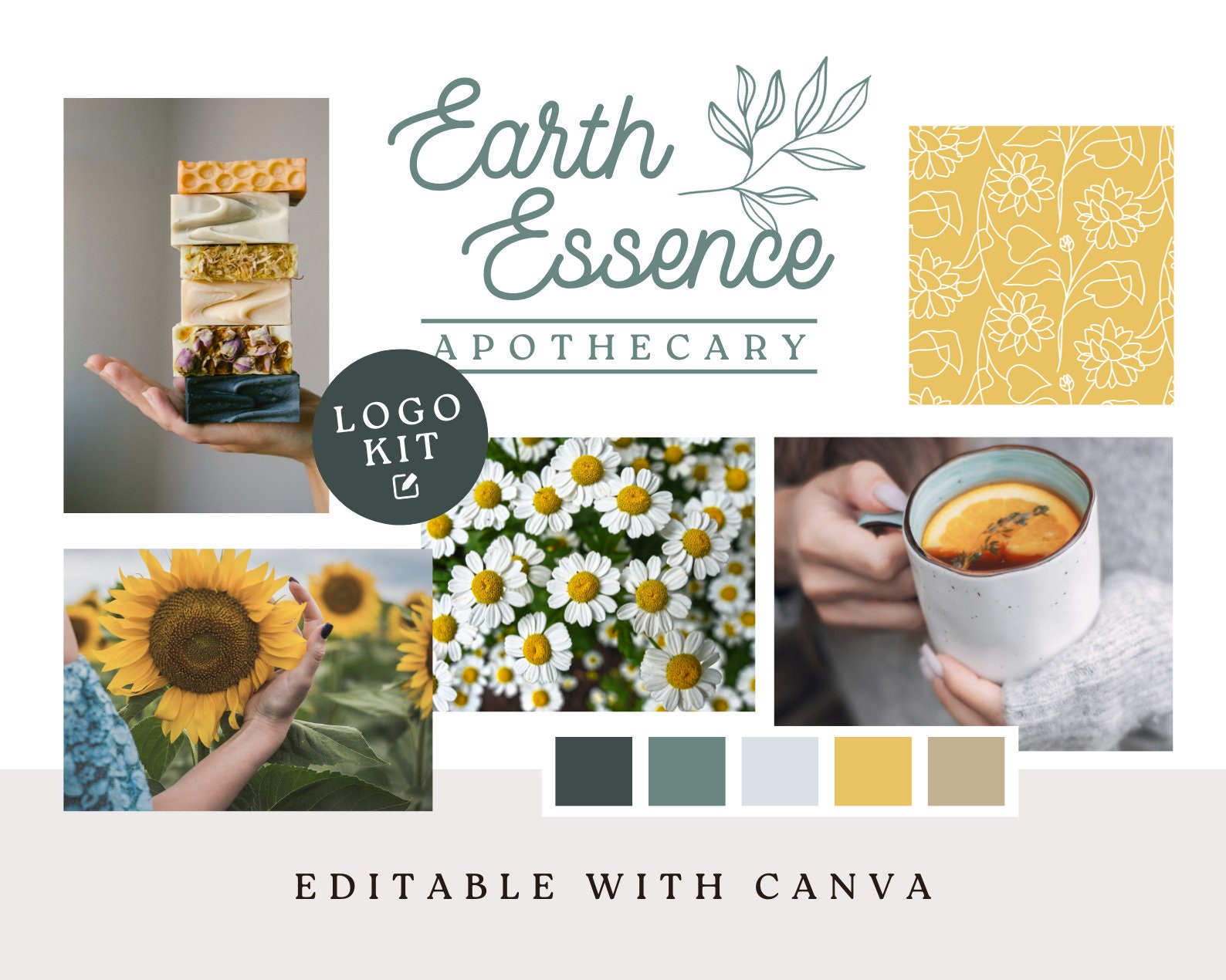 Earth Essence Logo Kit Canva Template Natural Product Small Business - Etsy