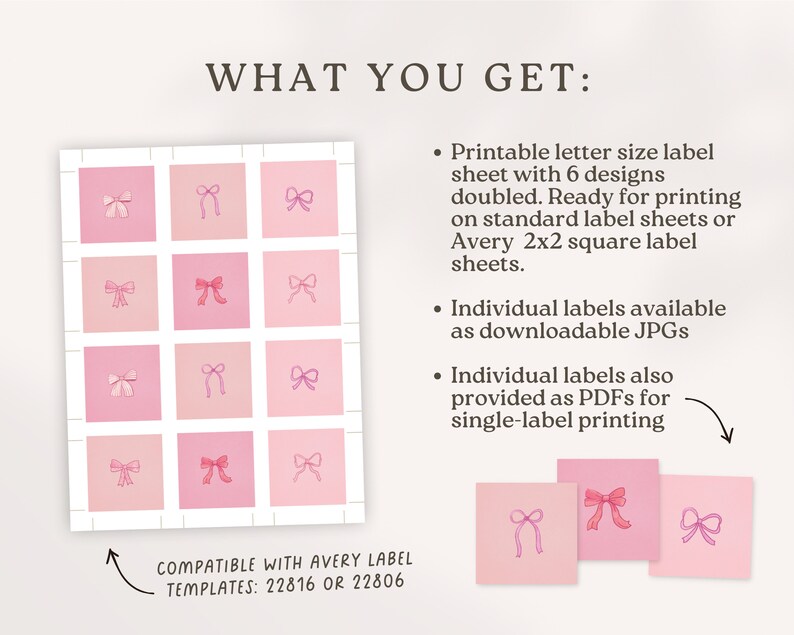 Printable Roller Labels Pink Coquette Ribbon 10ml Roller Bottle 2x2 ...