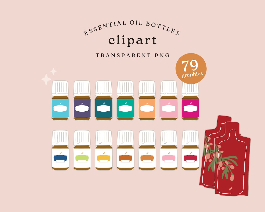 Colorful Essential Oil Bottles Clipart Transparent PNG - Etsy