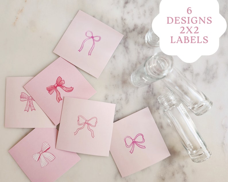 Printable Roller Labels Pink Coquette Ribbon 10ml Roller Bottle 2x2 ...