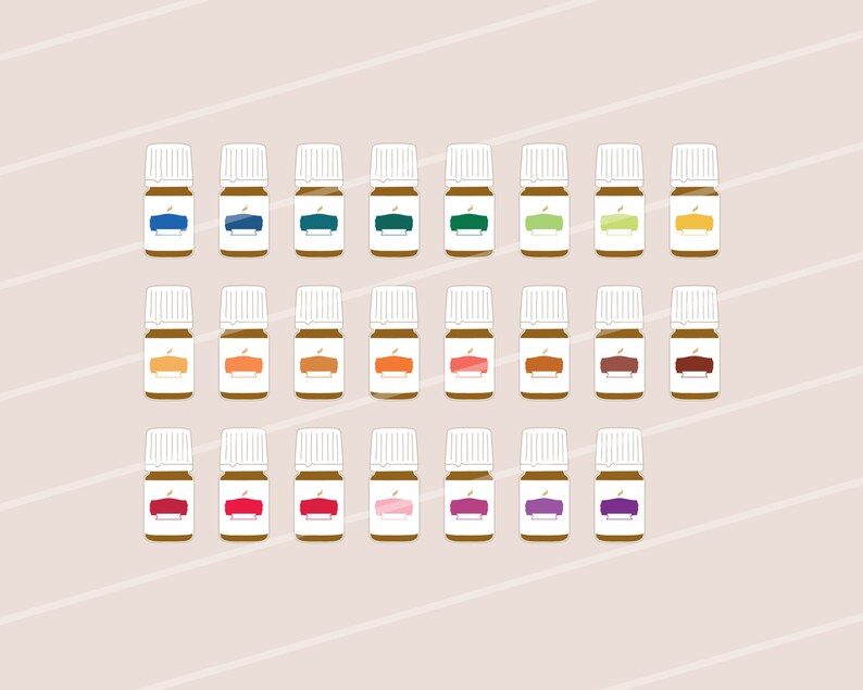 Colorful Essential Oil Bottles Clipart Transparent PNG - Etsy