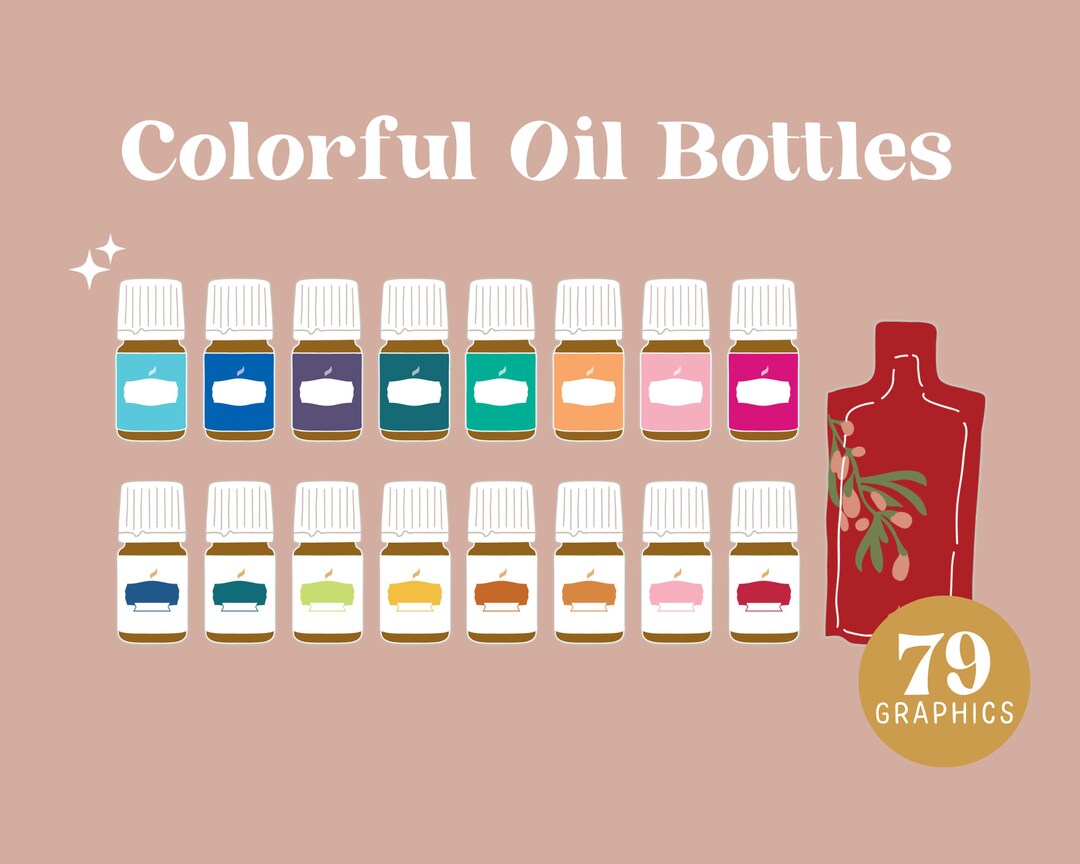 Colorful Essential Oil Bottles Clipart Transparent PNG - Etsy