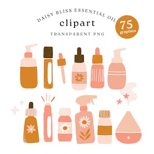 Colorful Essential Oil Bottles Clipart Transparent PNG - Etsy