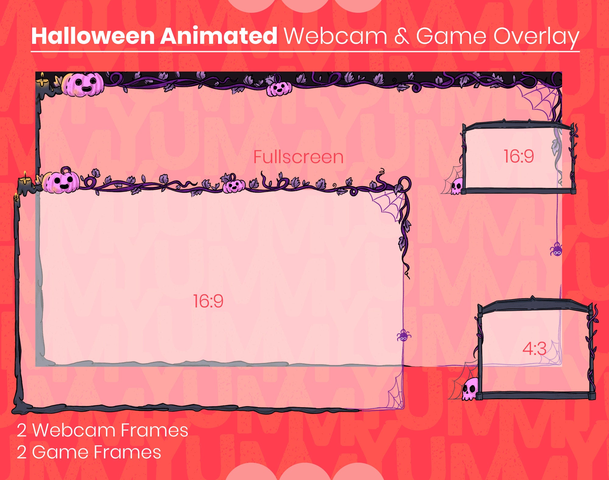 Webcam and Game Overlay Animated Frames Spooky Cute Black - Etsy