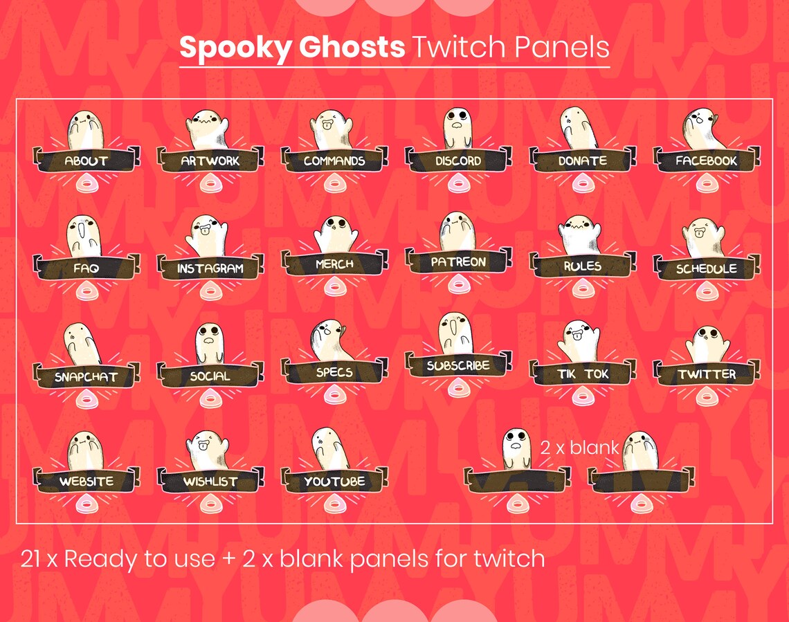 Spooky Ghosts Twitch Panels Crayon Styled Spooky and Cute - Etsy
