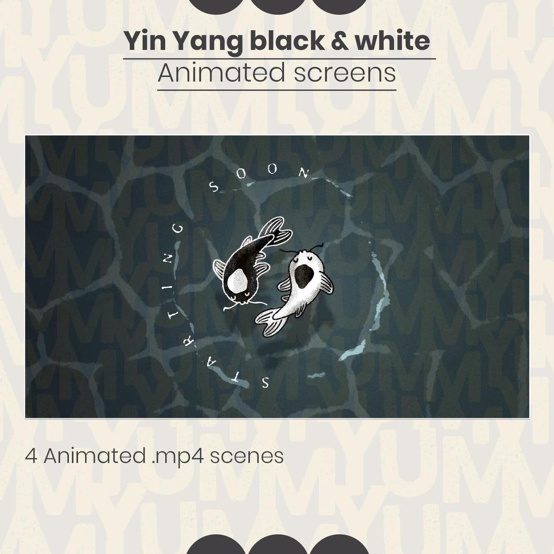 Yin Yang Koi Fish Animated Stream Screens Set ・ Dark Aesthetic ...
