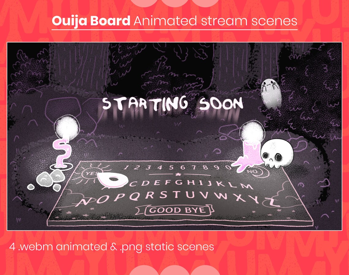 Ouija Board Animated Stream Screens ・ Cute and Spooky Halloween ・ Offline, Starting, Ending ...