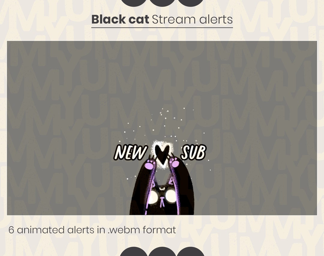 Twitch Stream Alerts ・ Animated Black Cat ・ Donation, Follower ...