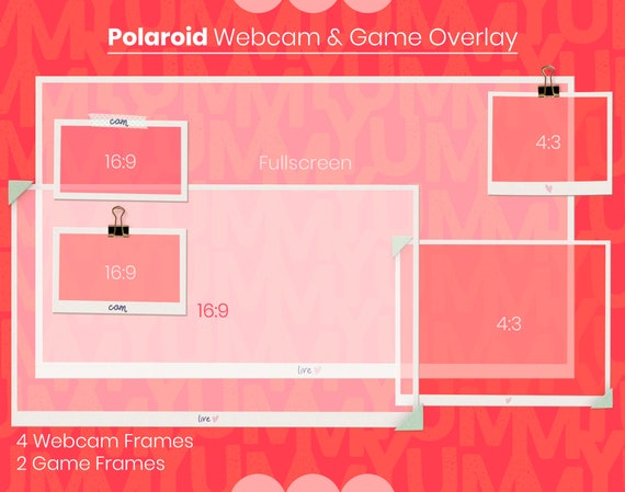 Webcam and Game Overlay Frames Aesthetic Polaroid Collage | Etsy