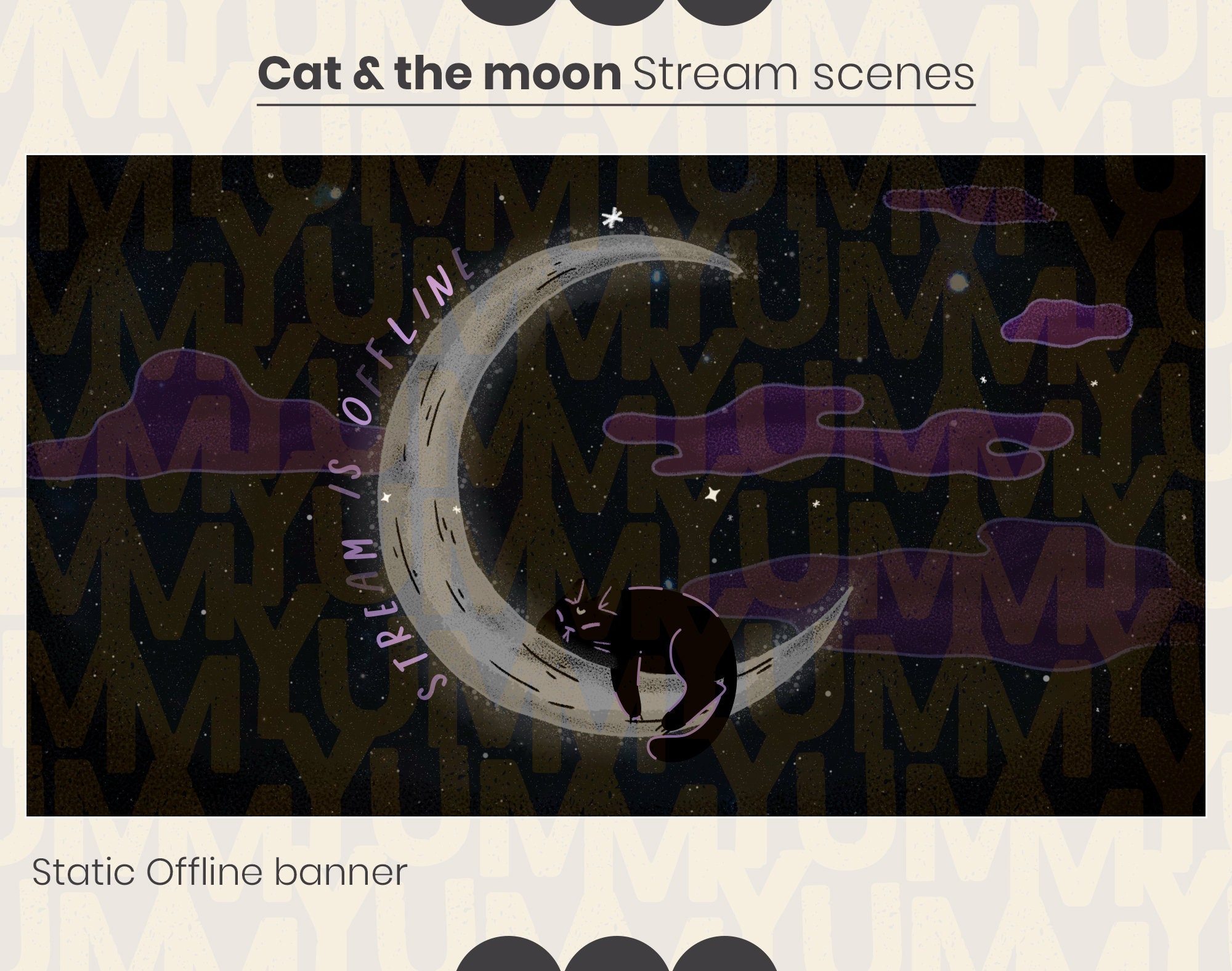 Cat & the Moon Animated Stream Screens ・ Cute Halloween Black Cat ...