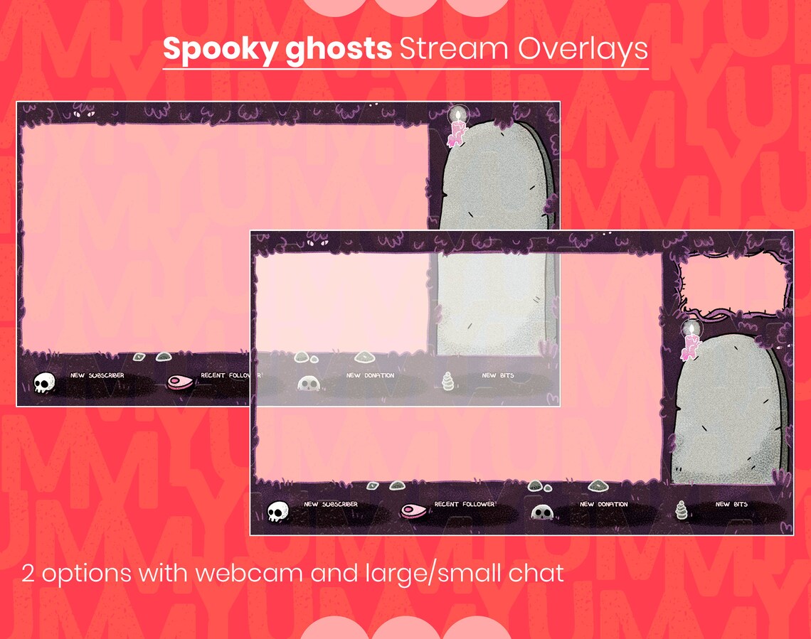 Spooky Cute Stream Overlay Set, Twitch OBS, Black Purple Pink (digital ...