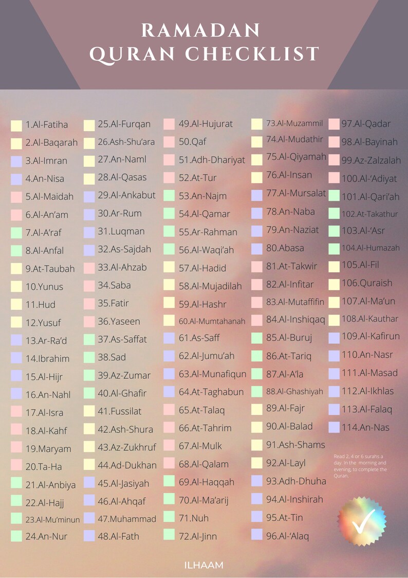 Ramadan Checklist - Paper Copy - Etsy