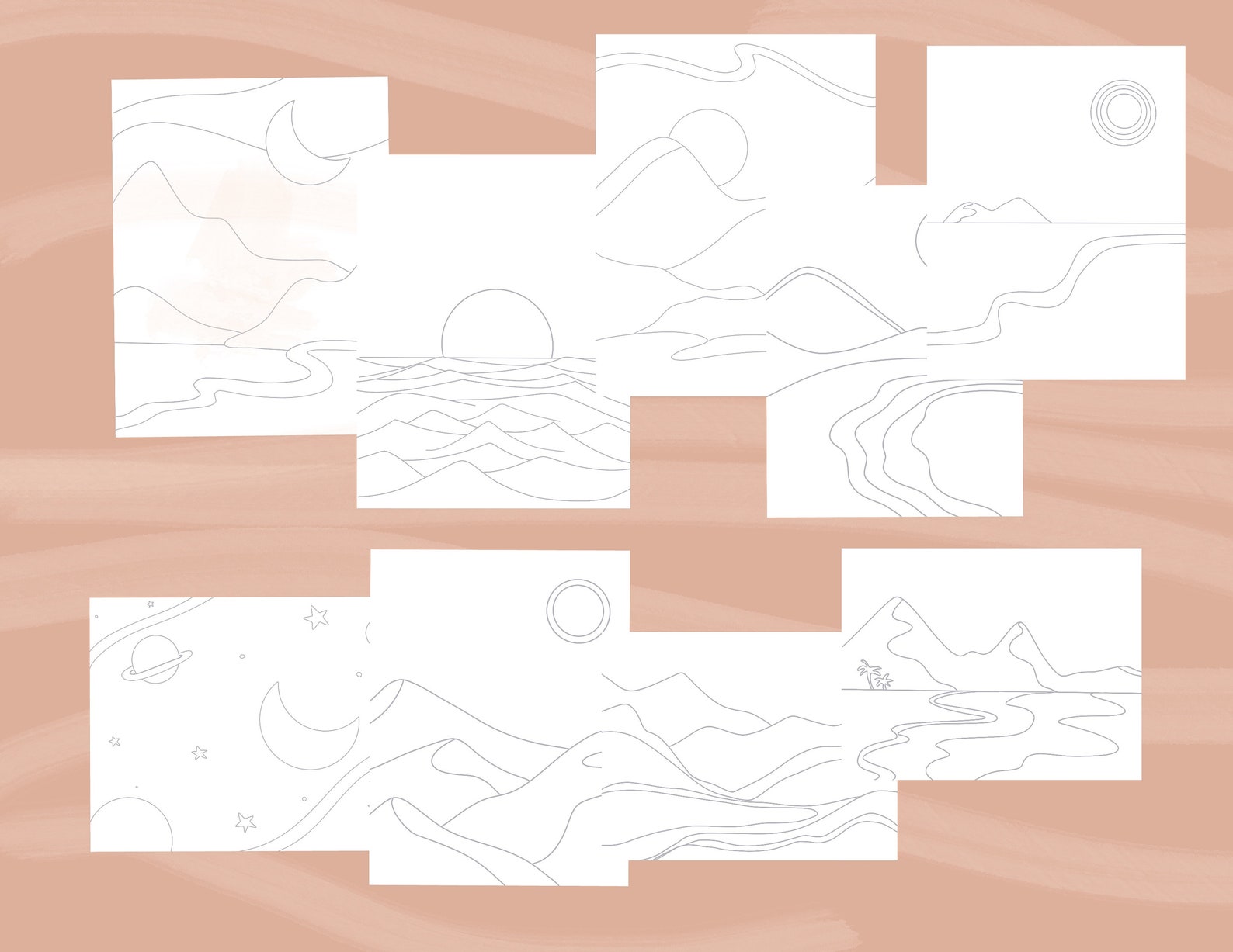 Minimalist Digital Coloring Book, Coloring Pages, Painting Pages ...
