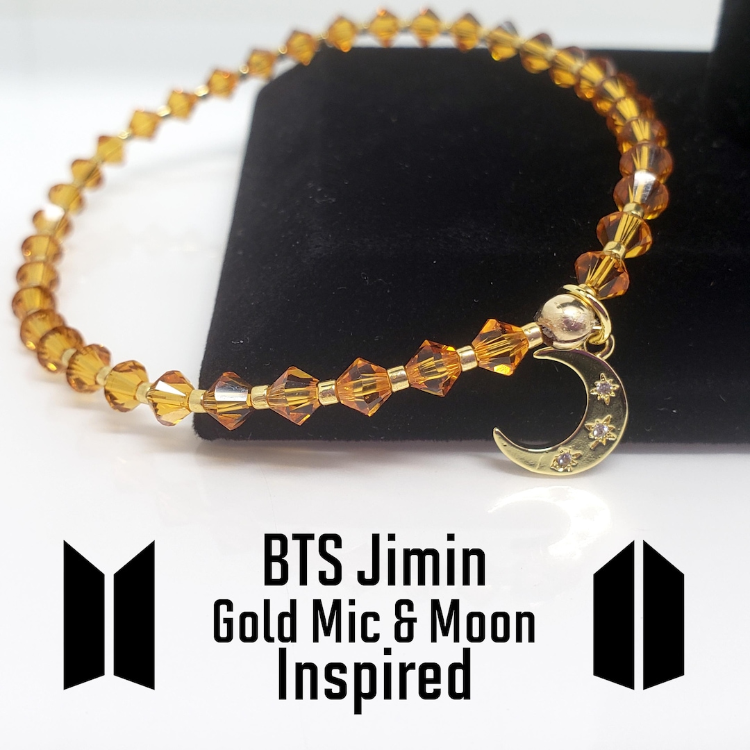 BTS Jimin Gold Mic and Moon Tattoo Inspired Swarovski Crystal Bead ...
