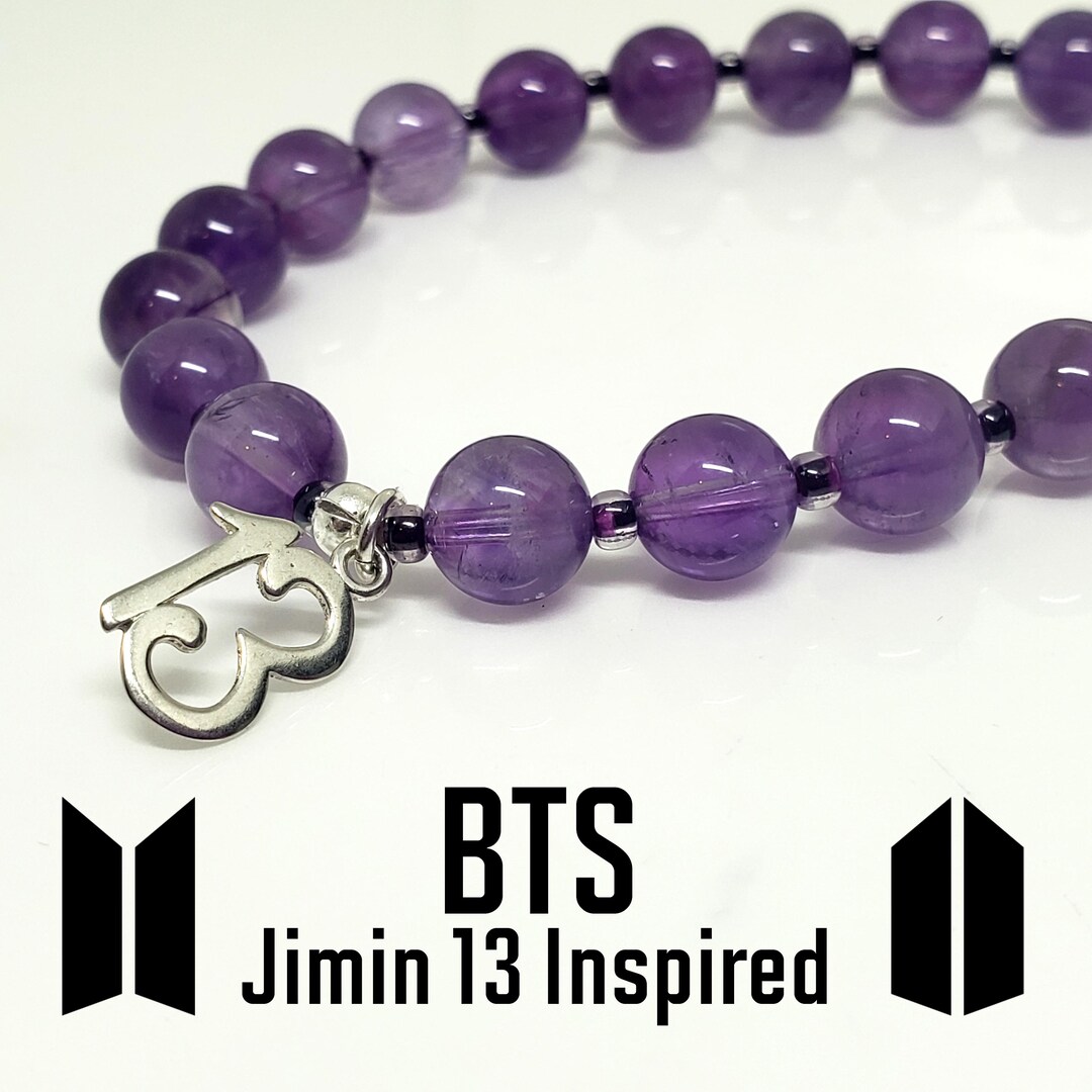 BTS Jimin 13 Inspired Purple Amethyst Bracelet With Sterling Silver 13 ...