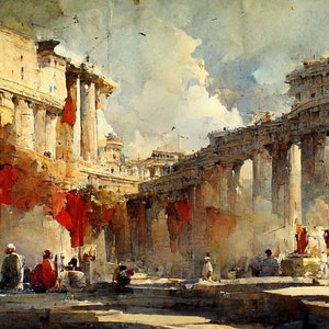 Ancient Rome Wall Canvas Art Roman Architecture Painting Antique ...