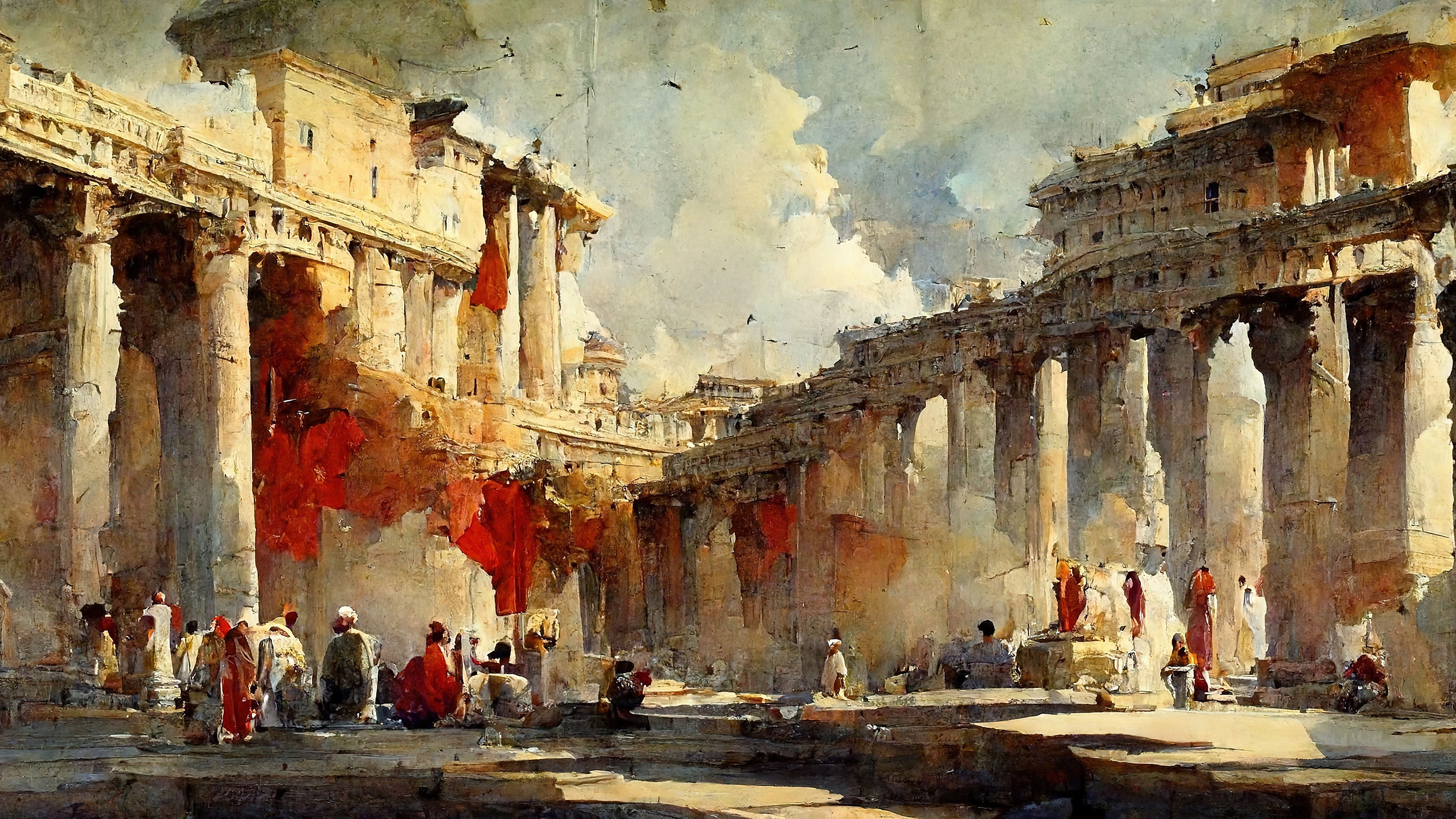 Ancient Rome Wall Canvas Art Roman Architecture Painting Antique ...
