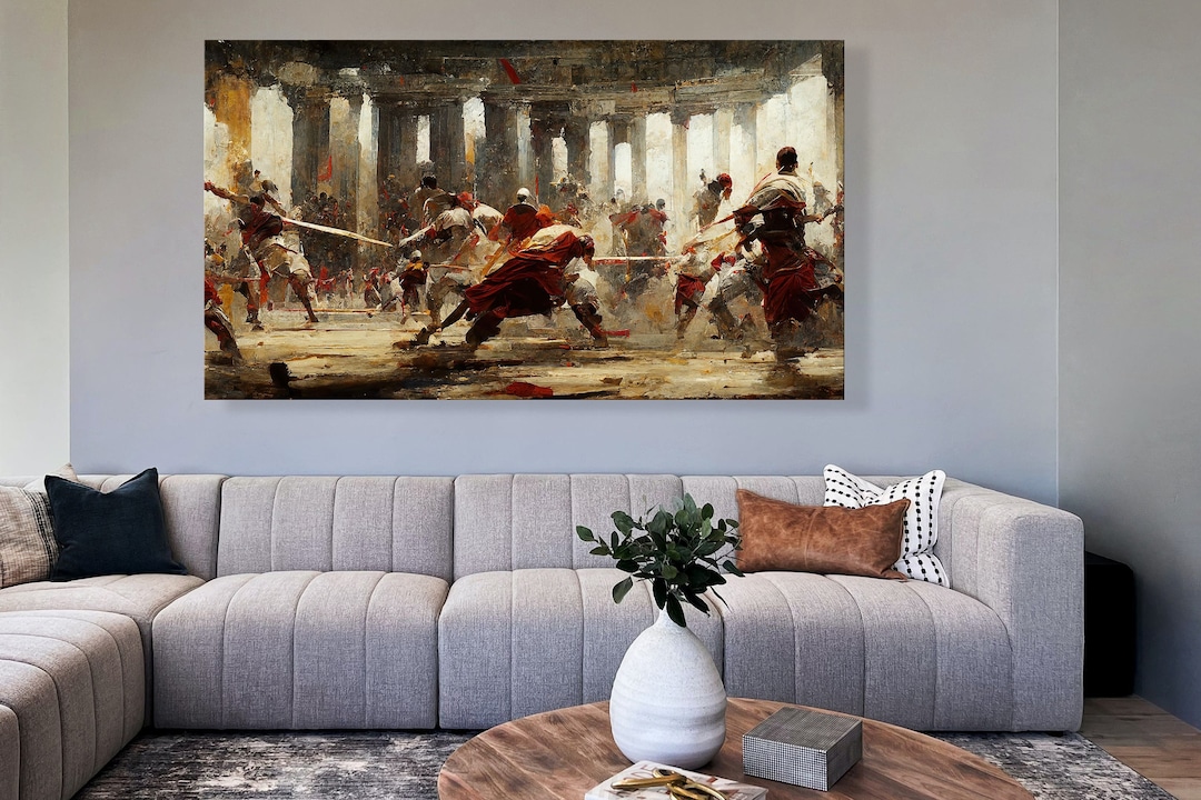 Gladiators Fighting in Coliseum Wall Decor Gladiator Arena in Rome ...