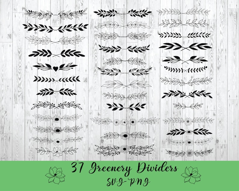Greenery Leaf Divider Svg Bundle Decorative Border Svg - Etsy