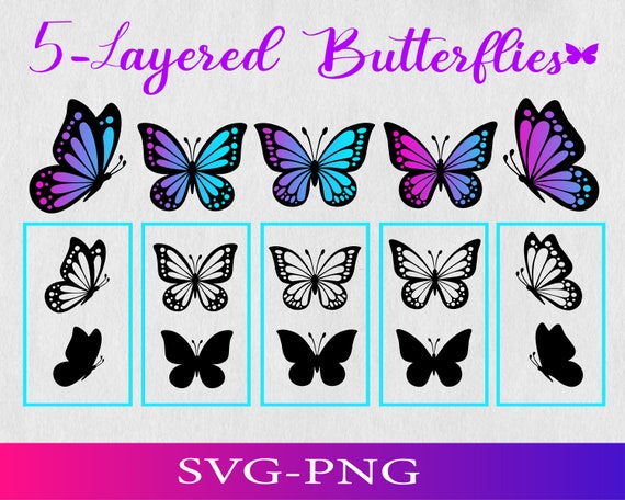 Butterfly Svg Butterfly Svg Bundle Layered Butterfly Bundle | Etsy