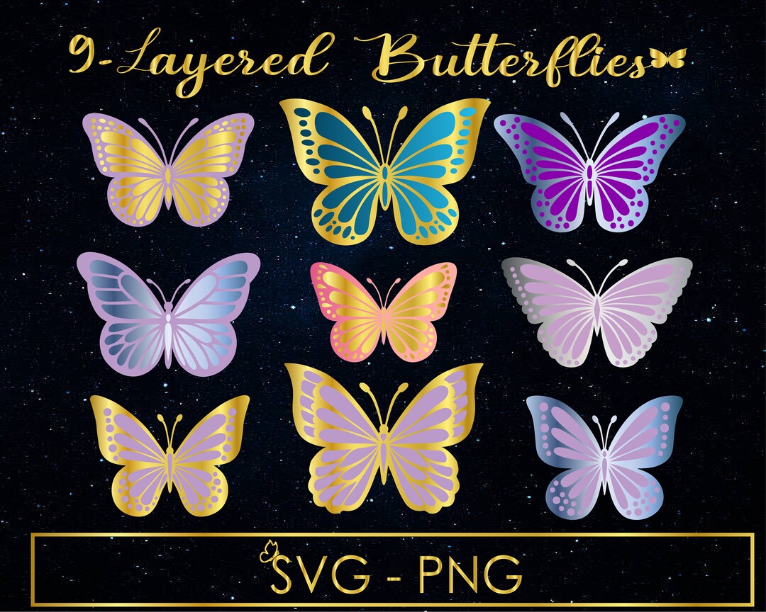 Butterfly SVG, 3D Butterfly Svg, Butterfly Template, Commercial Use ...
