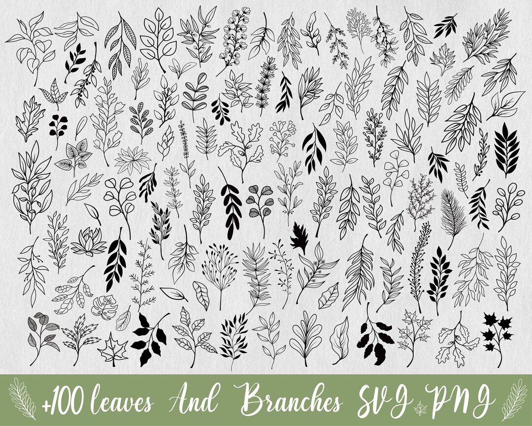 Leaves Svg, 100 Leaves Svg Bundle, Greenery Svg, Leaf Border Svg ...