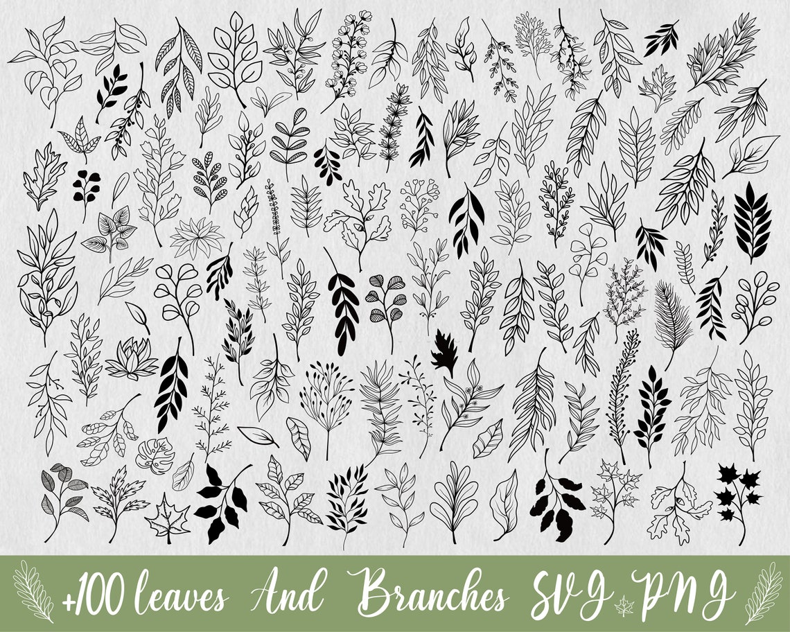Leaves Svg 100 Leaves Svg Bundle Greenery Svg Leaf Border | Etsy