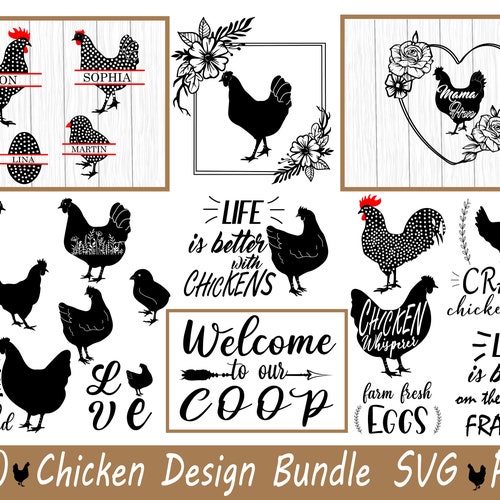 Chicken Svg Bundle Hand Drawn Hen Svg Rooster Svg Chicken - Etsy