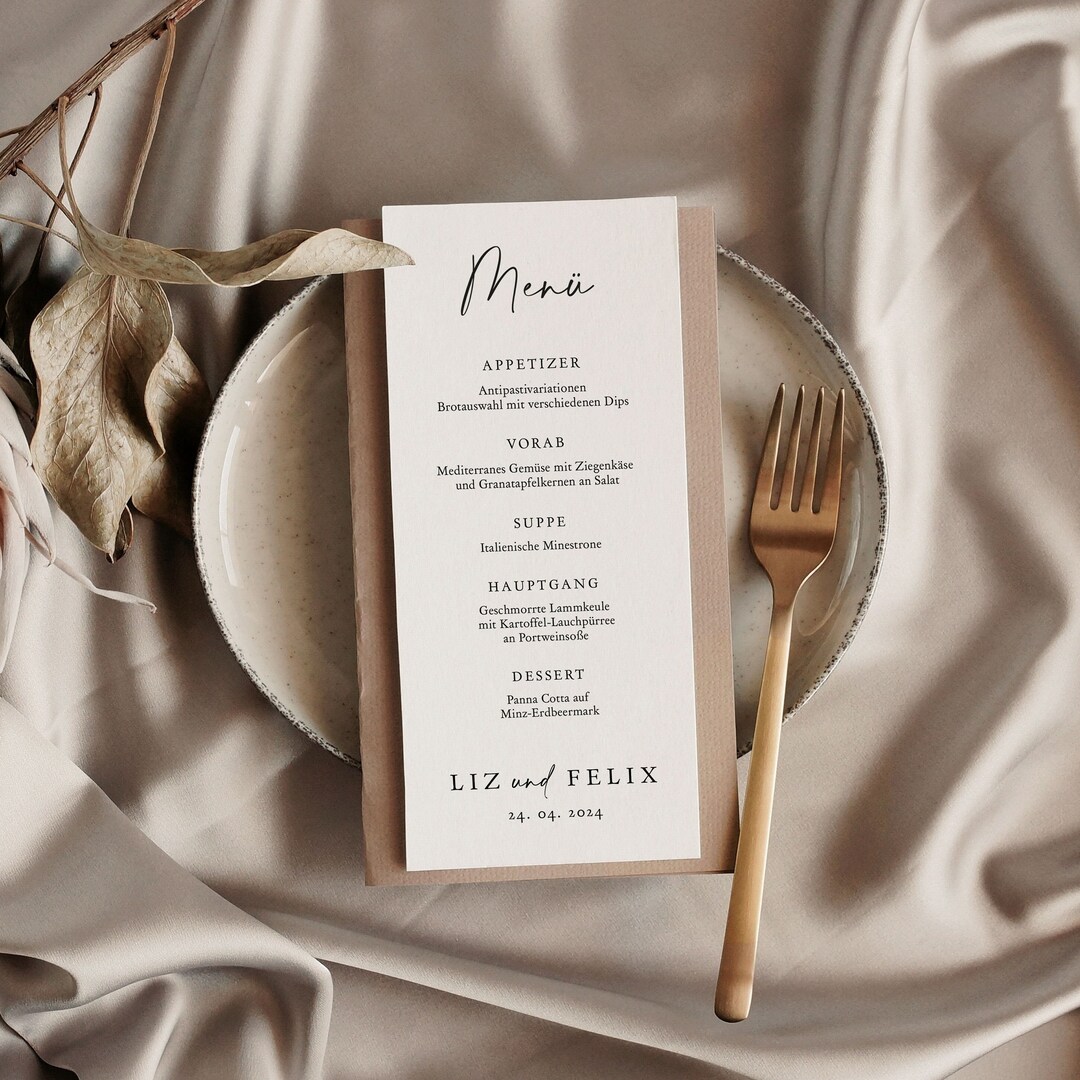 EDITABLE Menu Card Drinks Menu for Wedding Elin, Template for Printing ...