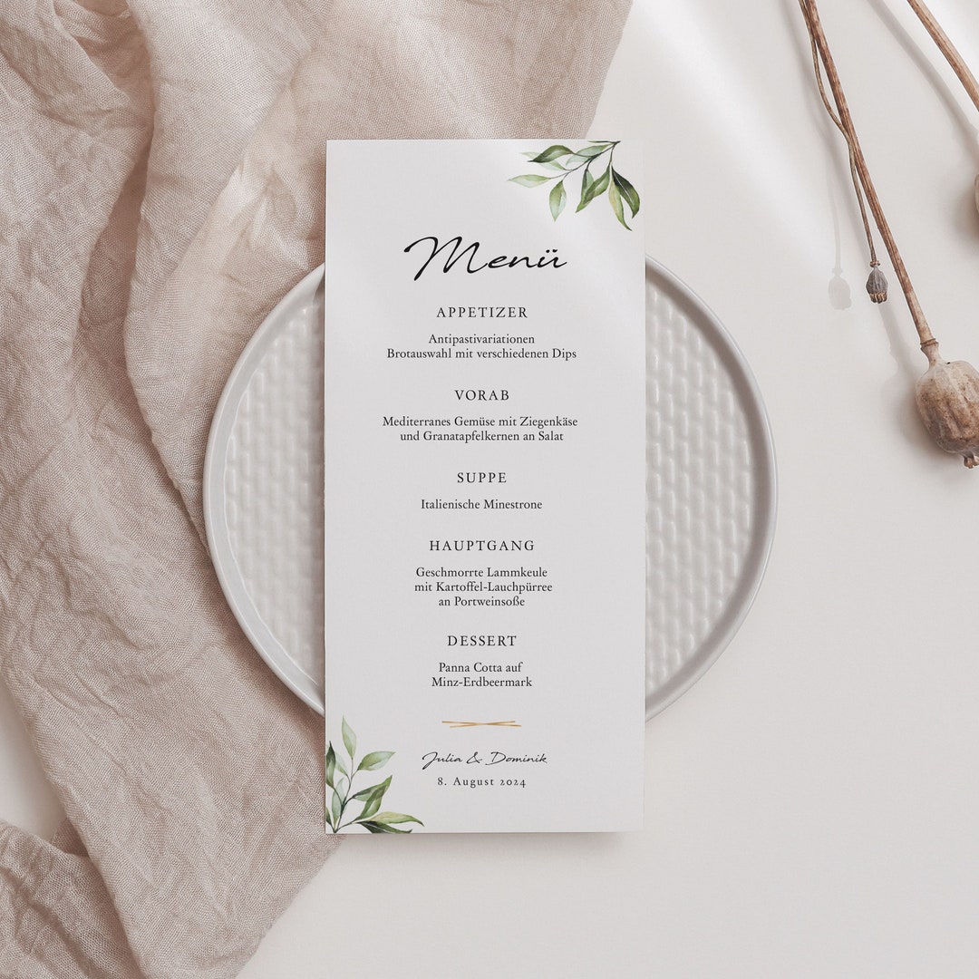 EDITABLE Menu Card Drinks Menu for Wedding Lia, Template for Printing ...
