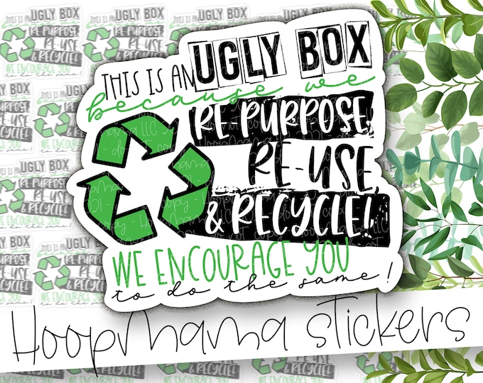 Packaging Label Ugly Box Design. Reused Box Sticker. Recycled Shipping ...