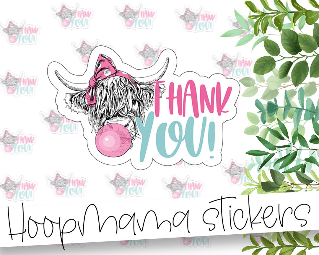 Thank You - Cute Cow Thank You Packaging Stickers - 2 Inch Branding ...
