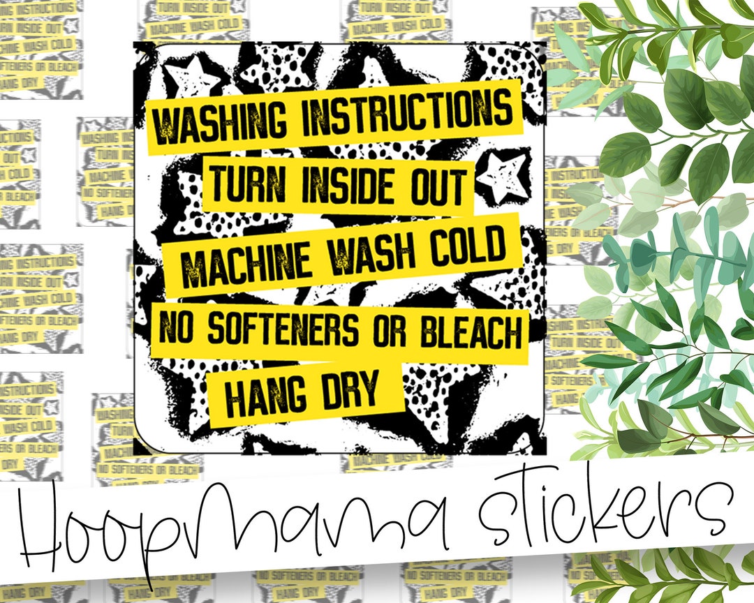 Washing Instructions - Washer Sticker for Shirts Packaging Sticker ...