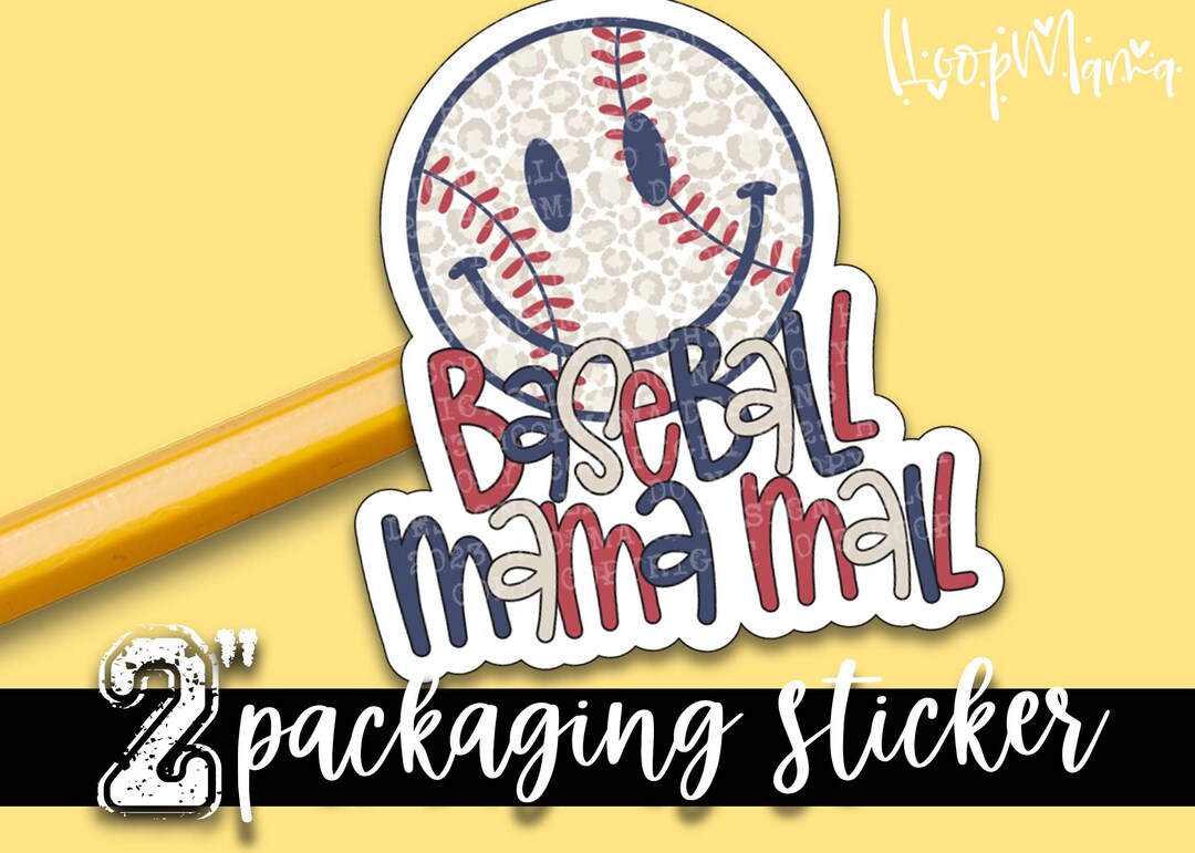 Baseball Mama Mail - Baseball Thank You Packaging Stickers - Large 2 ...